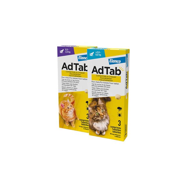 AdTab Kauwtablet voor Katten 0,5-2,0kg 3-tabletten